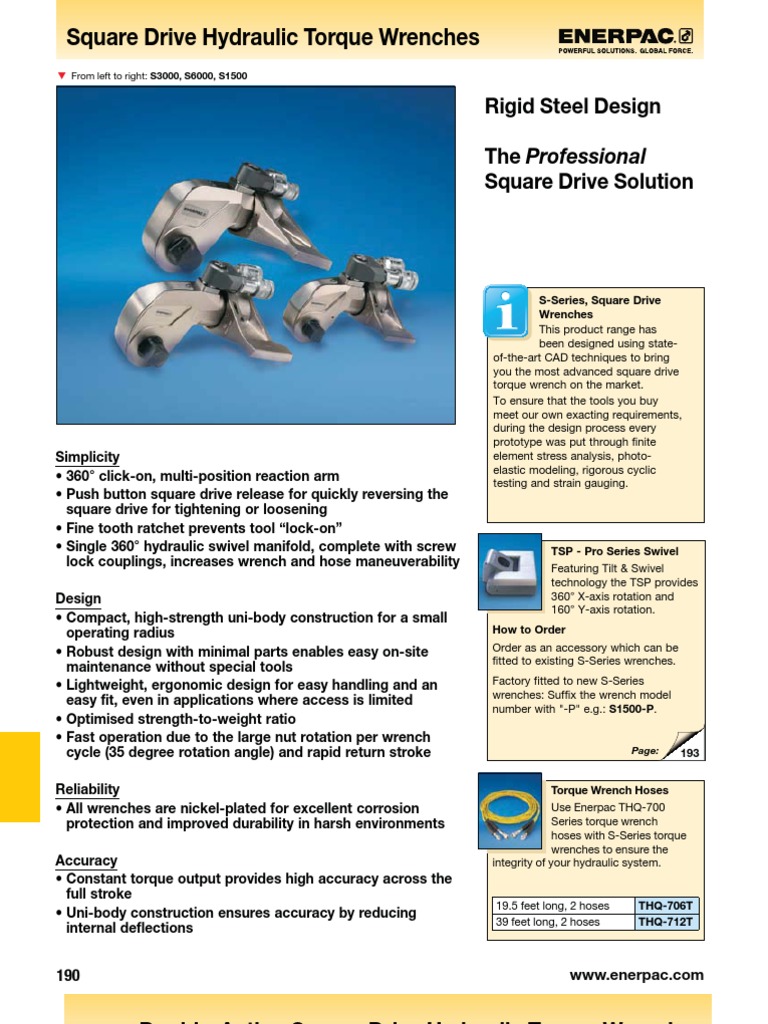 Enerpac S Series Catalog | PDF | Torque | Mechanical Engineering