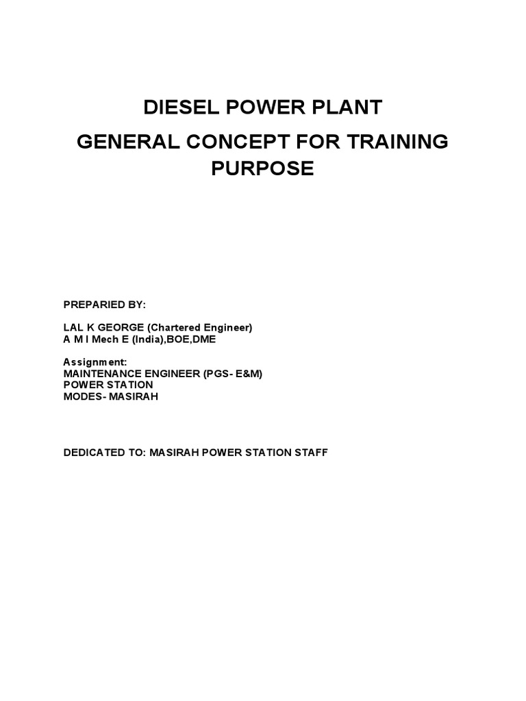 Diesel Power Plant Training Docuet | PDF