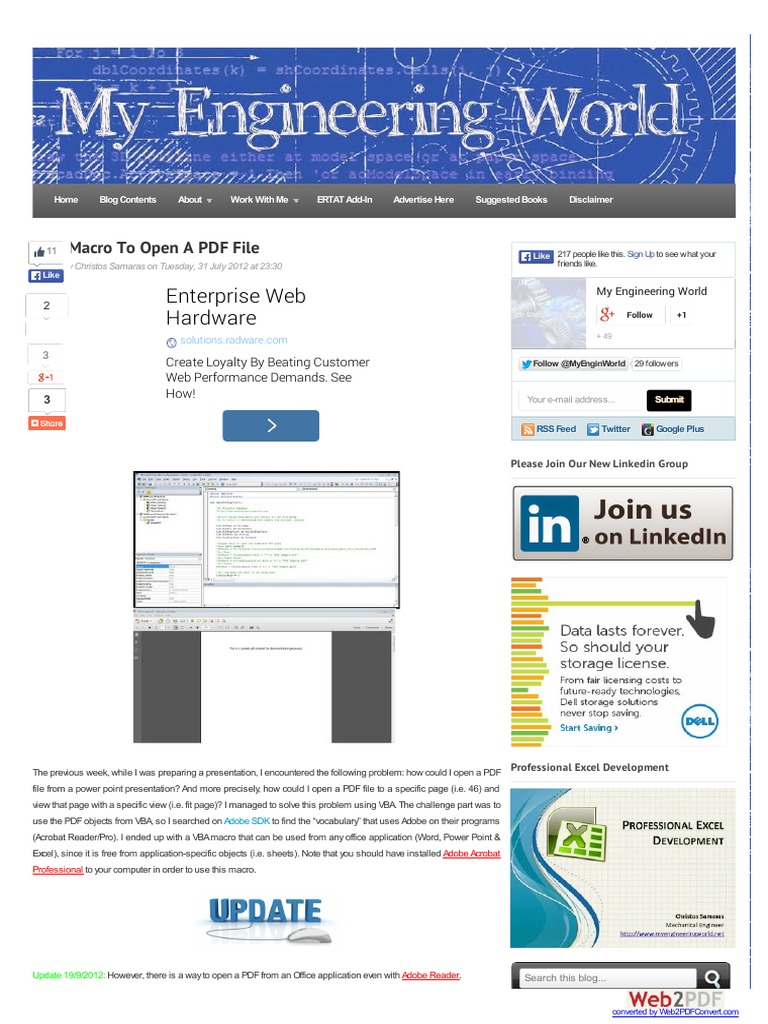 Enterprise Web Hardware: VBA Macro To Open A PDF | PDF | Portable ...