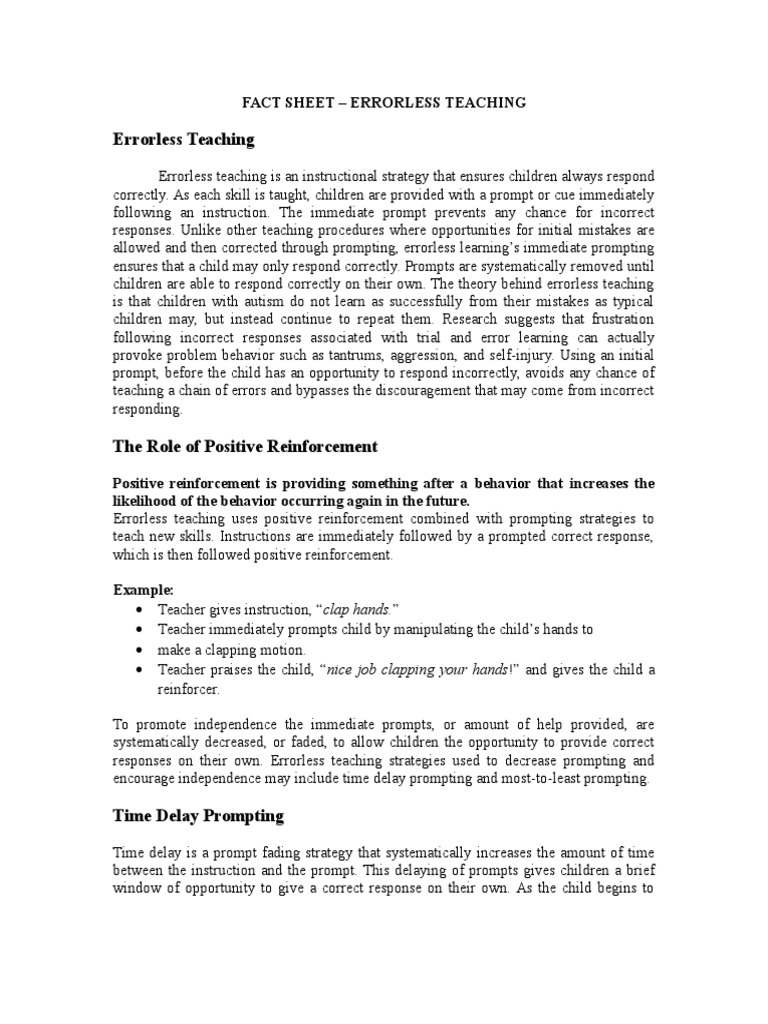 7 Errorless Learning | PDF | Reinforcement | Cognitive Neuroscience