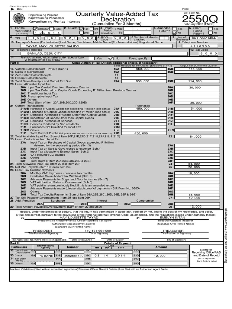 2550Q - Tayad | PDF | Value Added Tax | Taxes