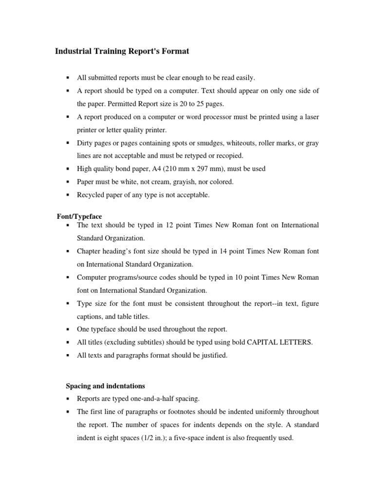 Indutrial Training Report Format Tybtech Mech | PDF | Times New Roman | Typefaces