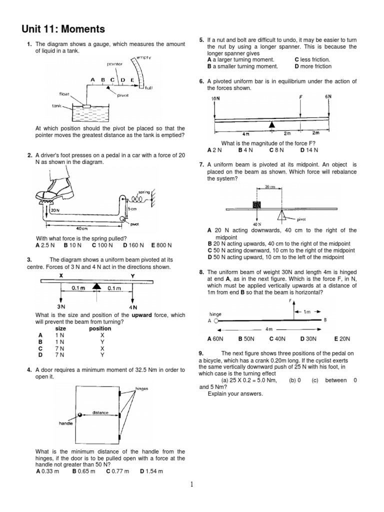 Unit Physics Worksheets | PDF | Weighing Scale | Force