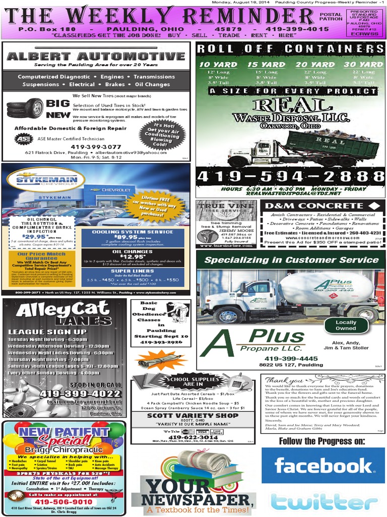 Weekly Reminder August 18, 2014 | PDF | Tractor | Loader (Equipment)