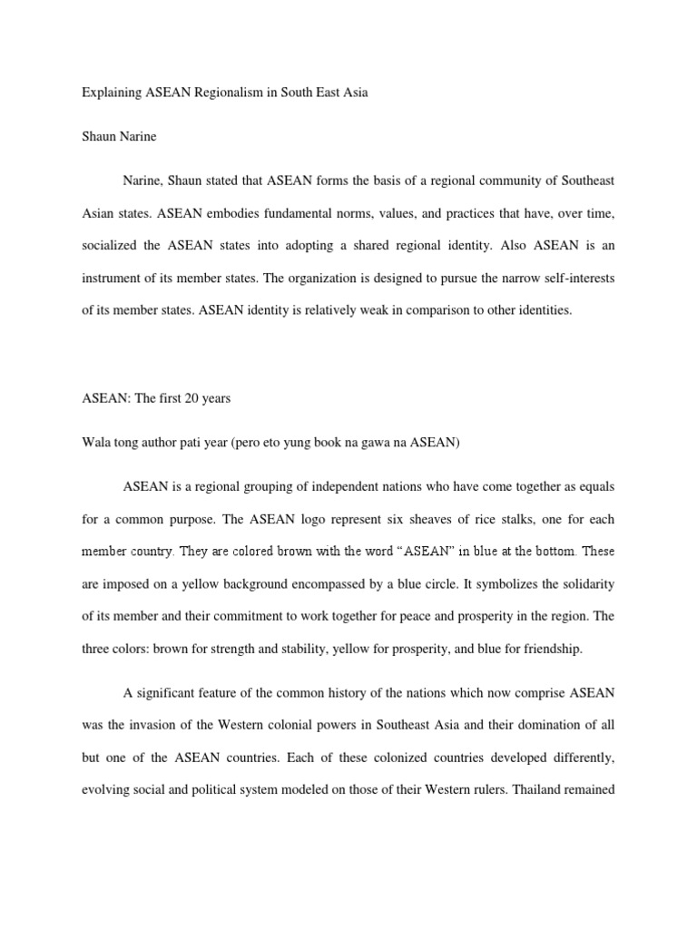 Explaining ASEAN Regionalism in South East Asia by Shaun Narine | PDF ...