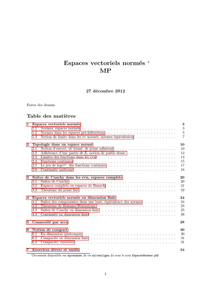 Introduction aux espaces vectoriels normés | PDF | Limite (mathématiques) | Norme (Mathématiques)