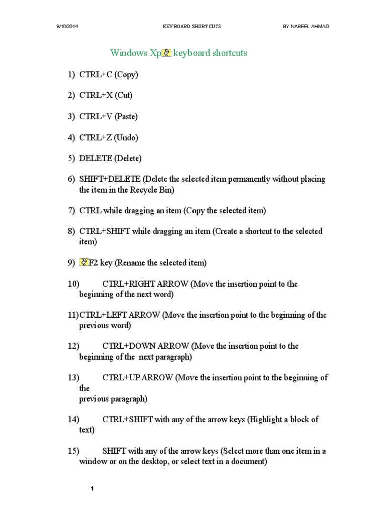 100 Keyboard Shortcuts | PDF | Microsoft Windows | Human–Computer ...