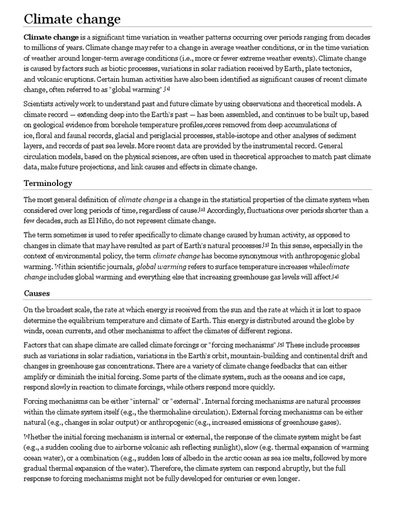 Climate Change Terminology Pdf Climate Change Climate