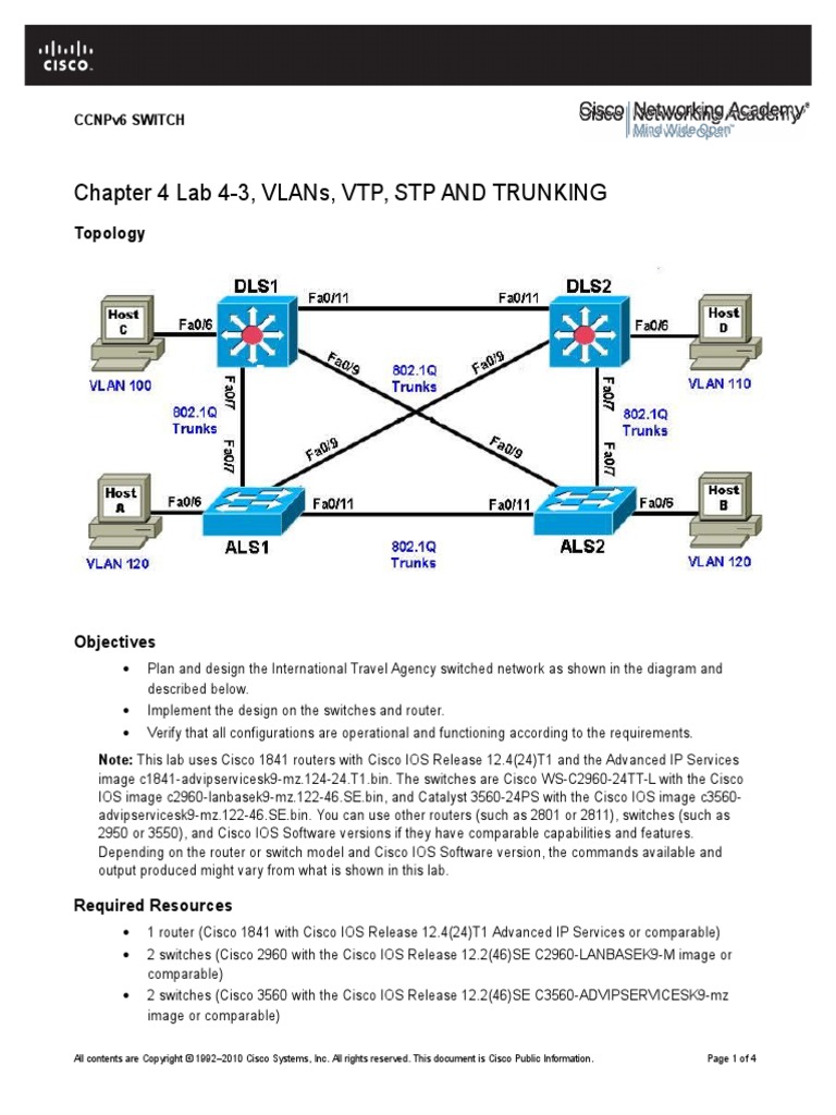 CCNPv6 VLANs and Trunking Lab Guide | PDF | Network Architecture ...