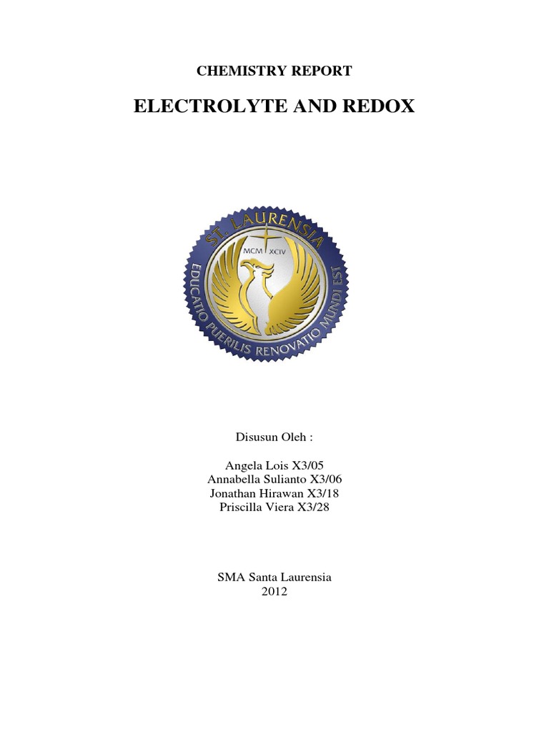 Electrolyte and Redox: Chemistry Report | PDF | Redox | Solution