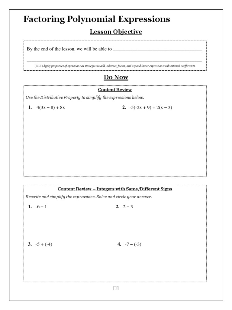 Factoring Polynomial Expressions | PDF | Factorization | Polynomial