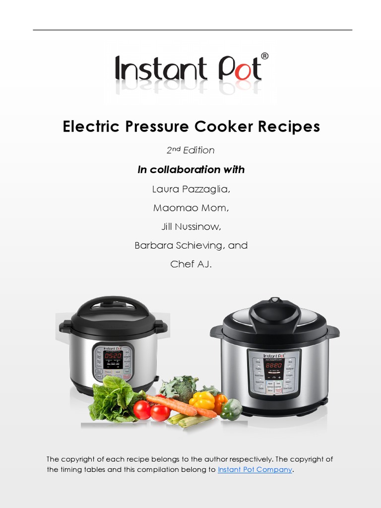 InstantPot Electric Pressure Cooker Recipe Book | PDF | Pressure ...