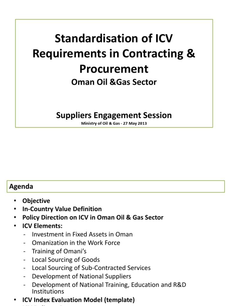 ICV Standards in Oman's Oil & Gas Sector | PDF | Oman | Procurement