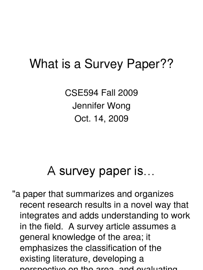 What Is A Survey Paper | PDF | Citation | Communication