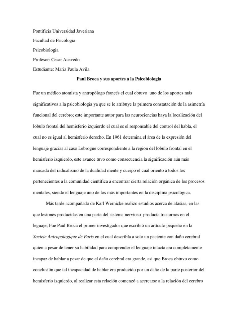 Paul Broca | PDF | Hemisferio cerebral | Cerebro
