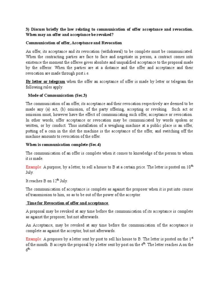 Communication of Offer | PDF | Offer And Acceptance | Law Of Obligations