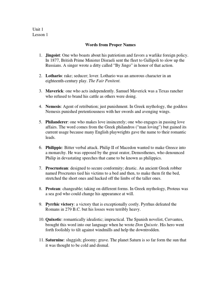 Words From Proper Names PDF | PDF