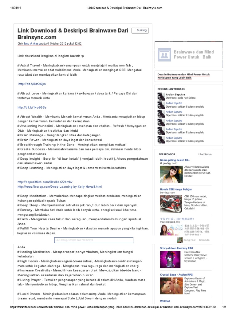 Link Download & Deskripsi Brainwave Dari Brainsync | PDF