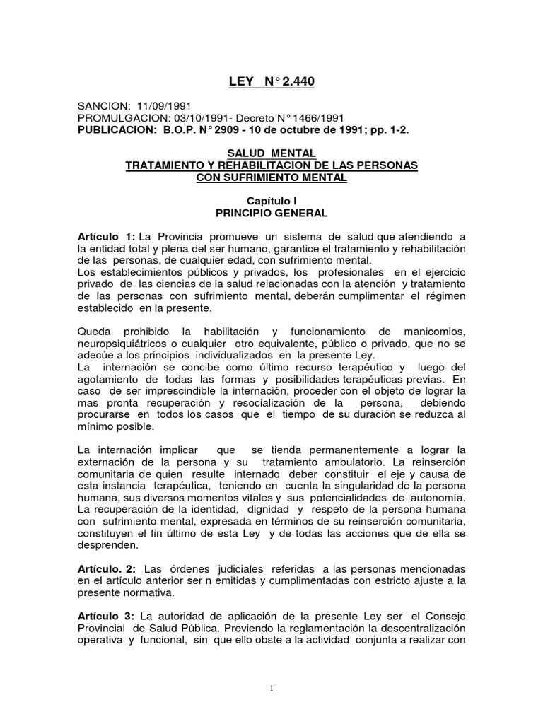 Ley #2440 Salud Mental Rio Negro1 | PDF | Juez | Derecho laboral