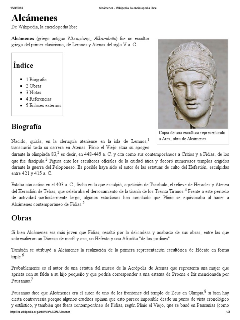 Alcámenes: Índice | PDF | Antigua Grecia | Escultura