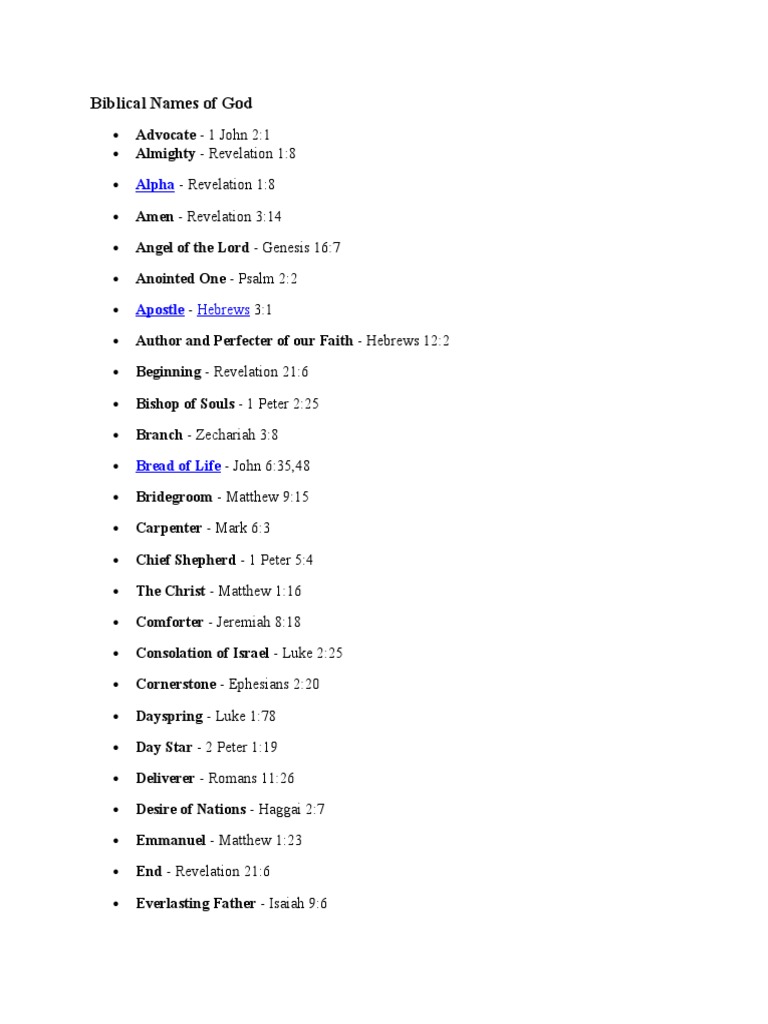 Biblical Names of God | PDF | Names Of God | Bible