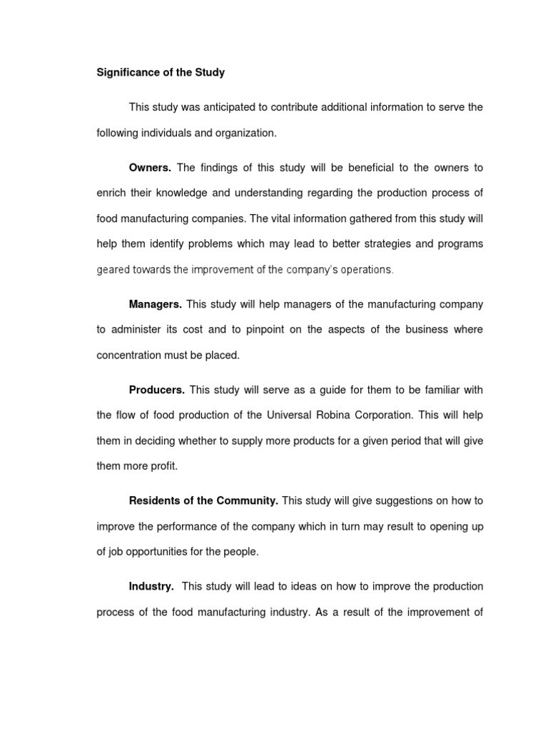 Significance of the Study