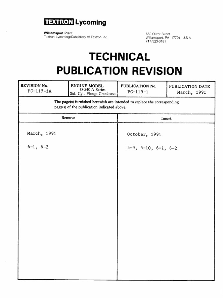 Textron Lycoming Manual | PDF | Piston | Cylinder (Engine)