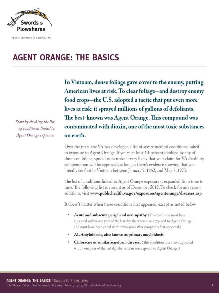 Agent Orange: The Basics: Start by Checking The List of Conditions ...