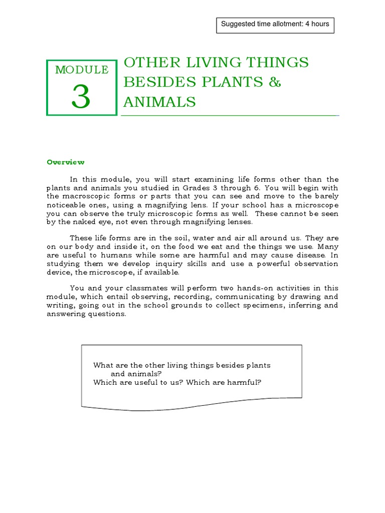 QTR 2 Module 3 Other Living Things Besides Plants and Animal | PDF ...
