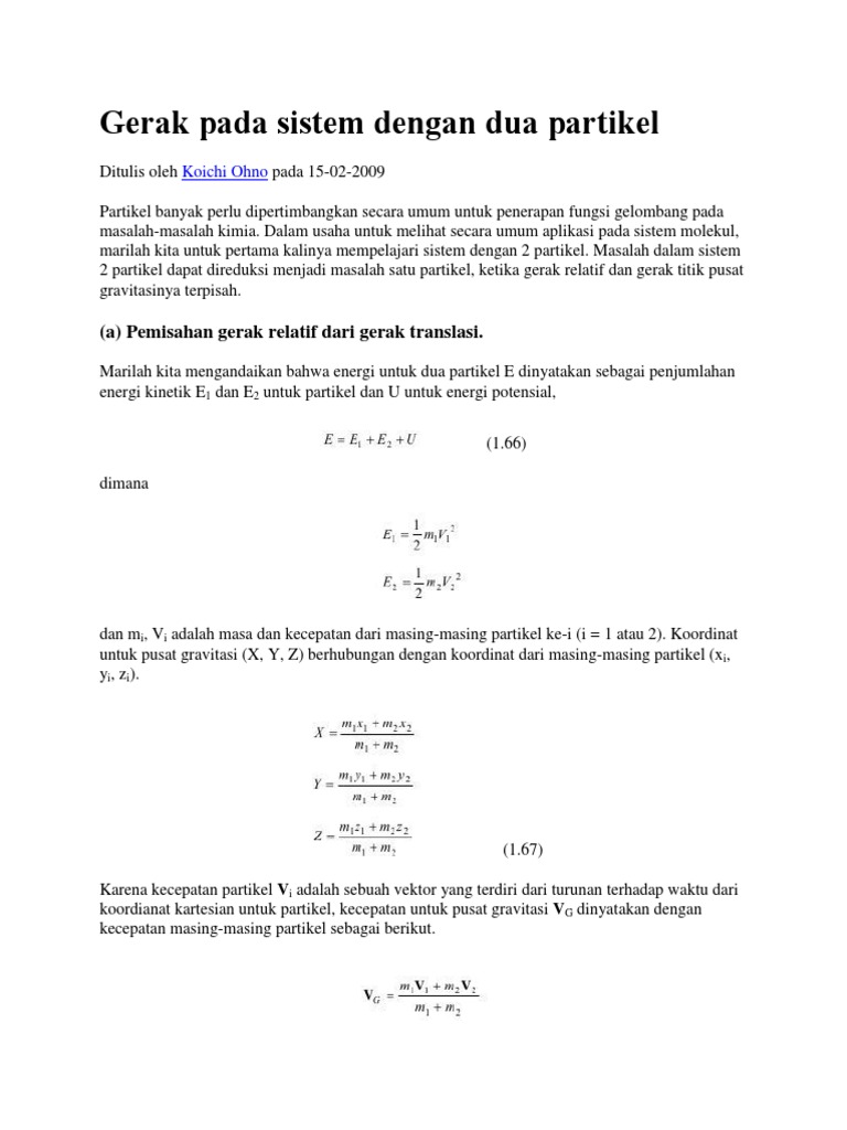 Gerak Pada Sistem Dengan Dua Partikel | PDF | Sains & Matematika
