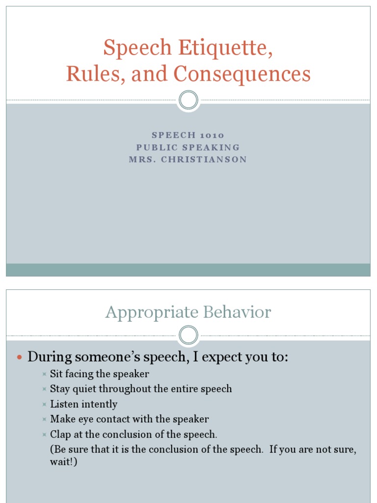 Public Speaking Etiquette Rules | PDF | Psychological Concepts | Cognition