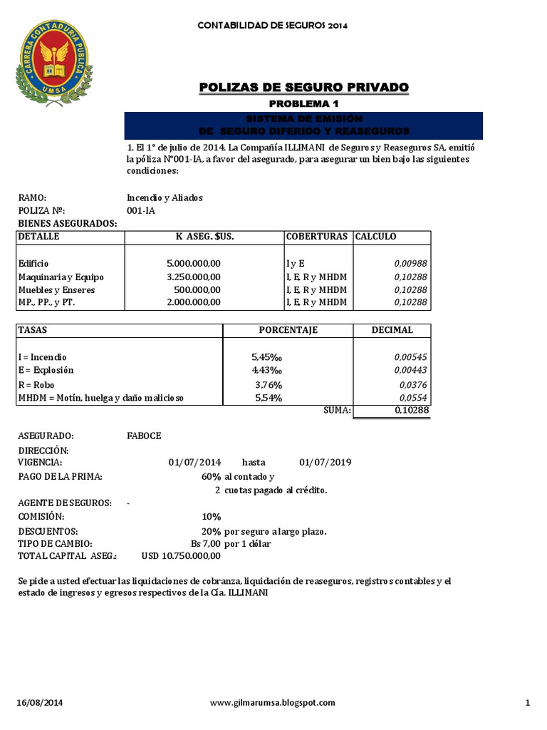 Problema1 - Diferido Reaseguro | PDF | Reaseguro | Seguro