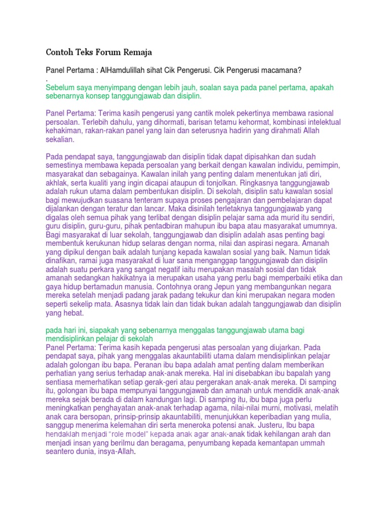Contoh Teks Forum Remaja | PDF