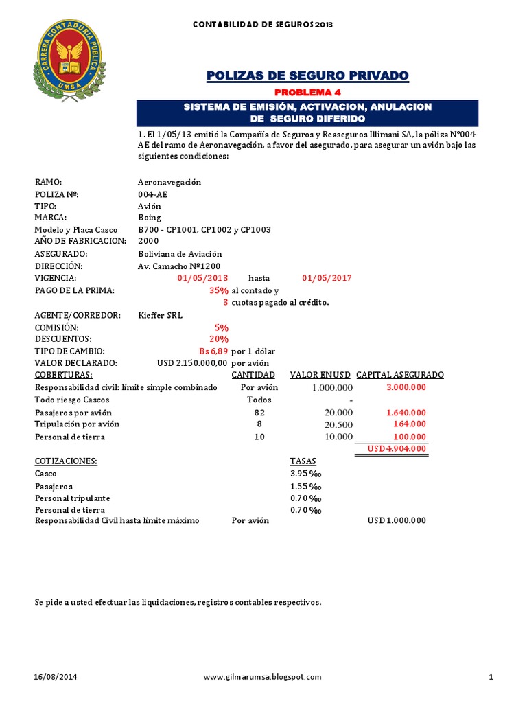 Contabilidad de Seguros Aéreos | PDF | Reaseguro | Seguro