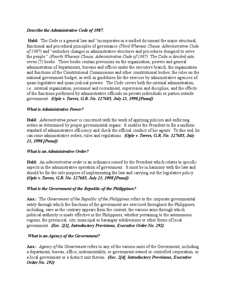 Administrative Code of 1987 Reviewer | PDF | Lawsuit | Contempt Of Court