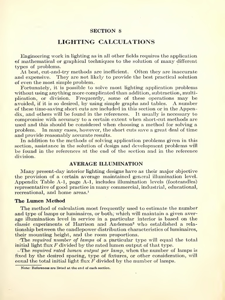 Lighting Calculations: Section | PDF | Lighting | Optics