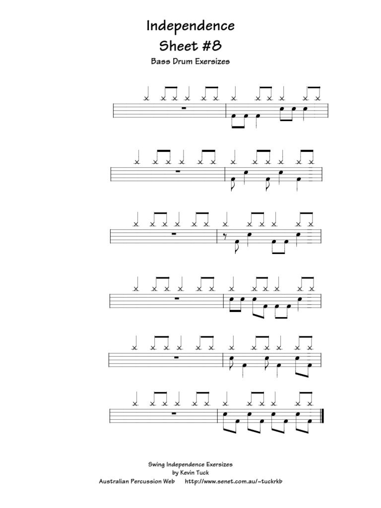 Independence Sheet #8: Bass Drum Exersizes | PDF