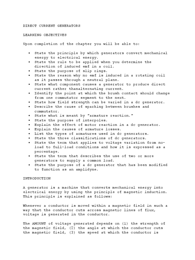 DC Generator Basics Explained | PDF | Electromagnetic Induction ...