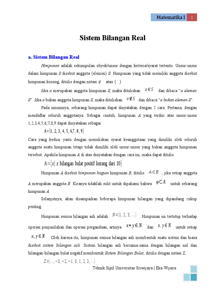 Sistem Bilangan Real dan Sifatnya | PDF