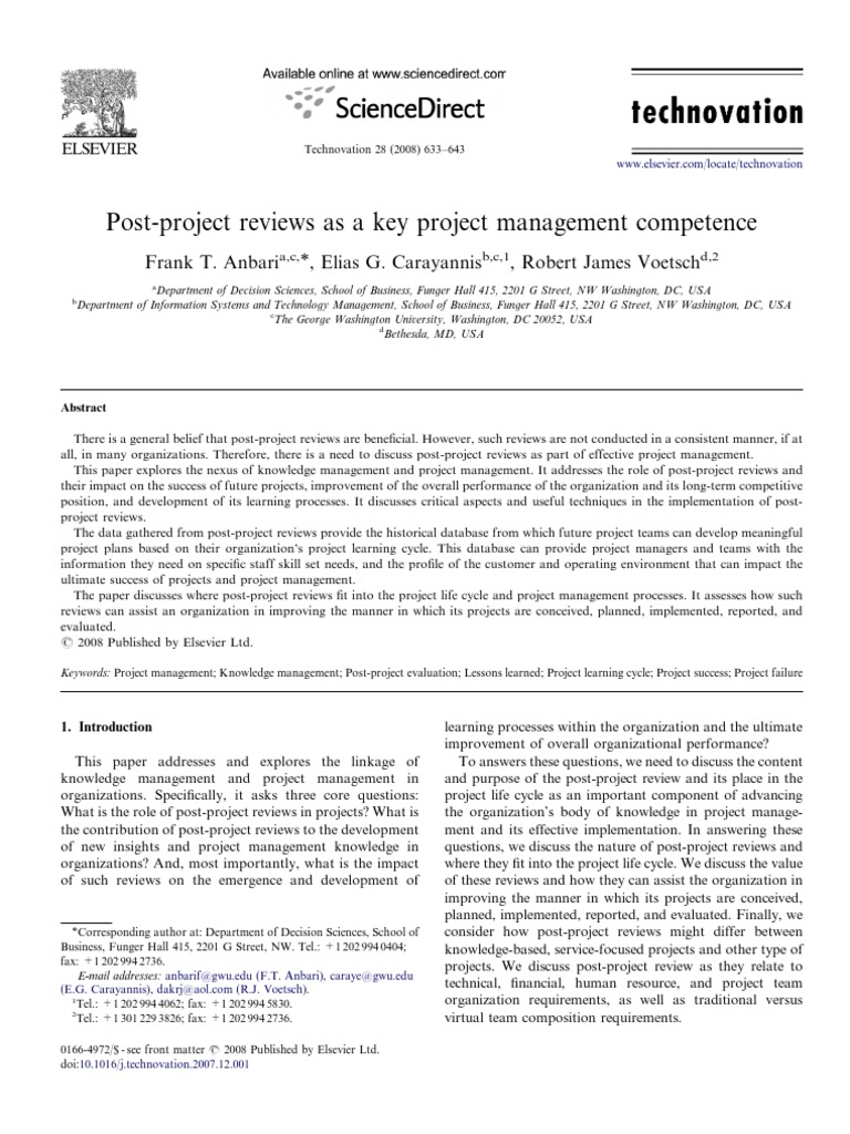 Post Project Review | Project Management | Evaluation