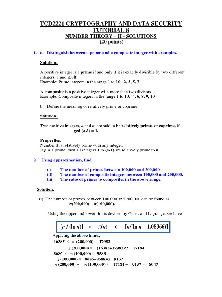 Tutorial8 Solution | PDF | Prime Number | Number Theory