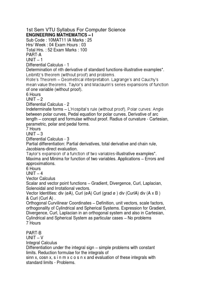 VTU Syllabus For Computer Science | PDF | Matrix (Mathematics ...