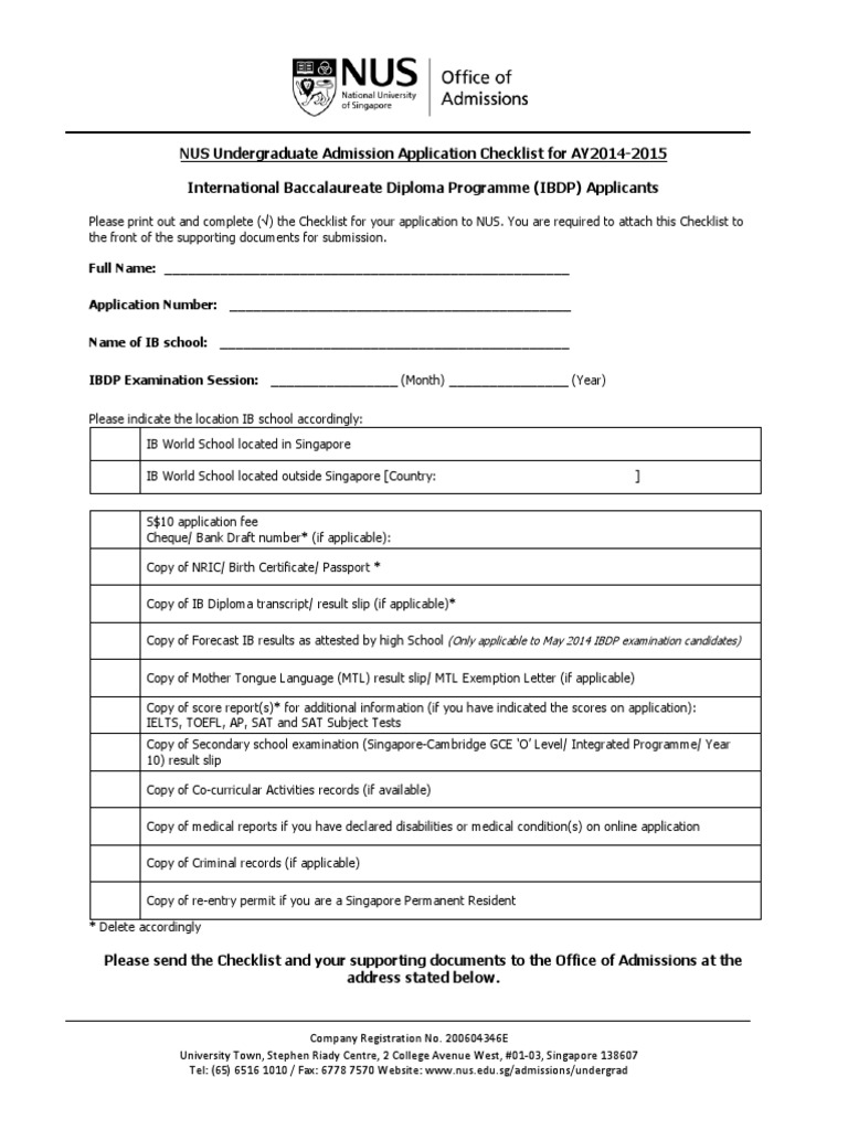 IB Application Checklist | PDF