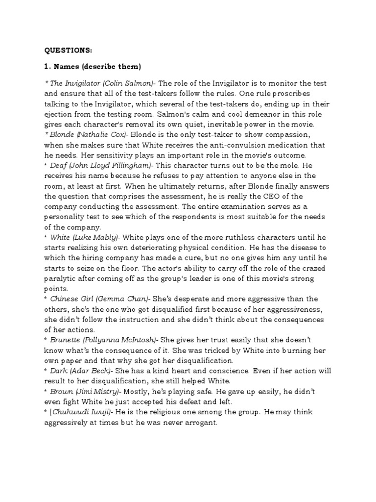 Exam Movie Review | PDF | Quality Of Life | Test (Assessment)