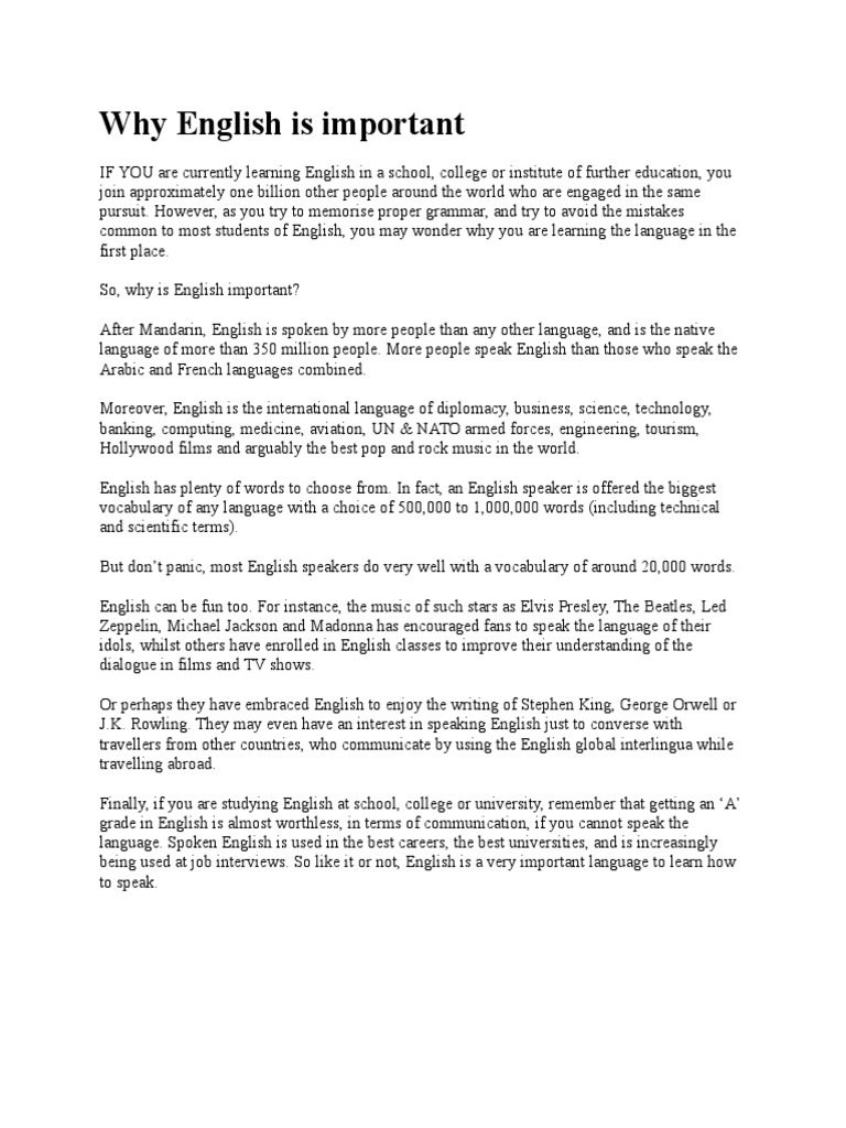 Why English Is Important | PDF