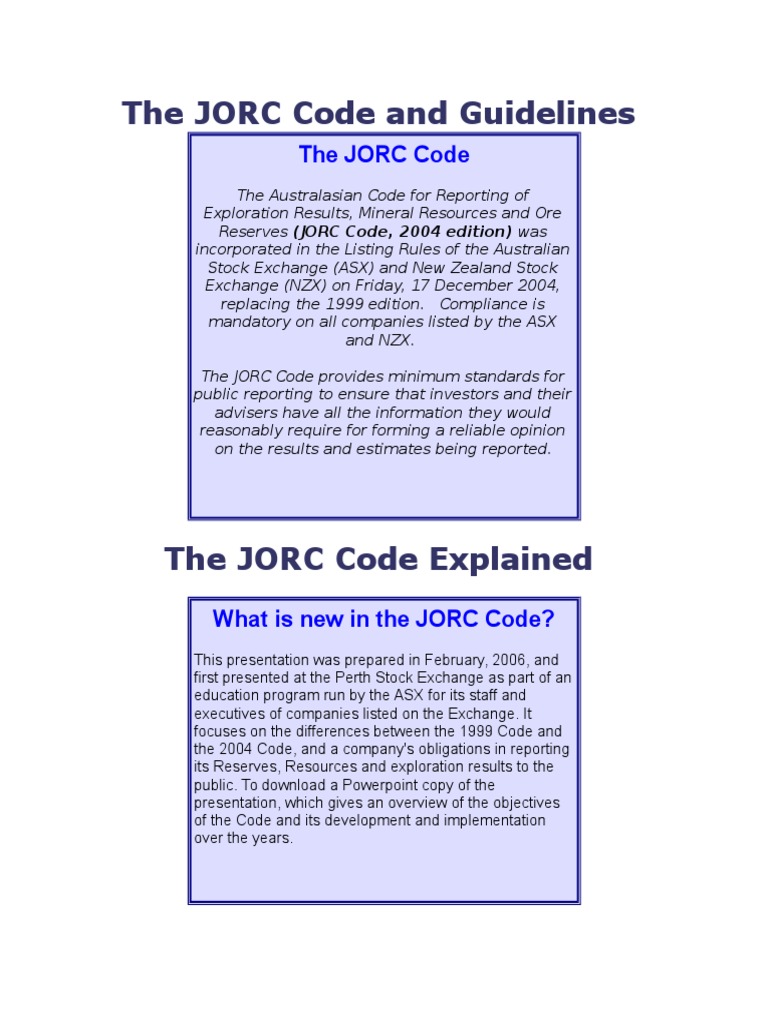 The JORC Code Explained | Heavy Industry | Mining