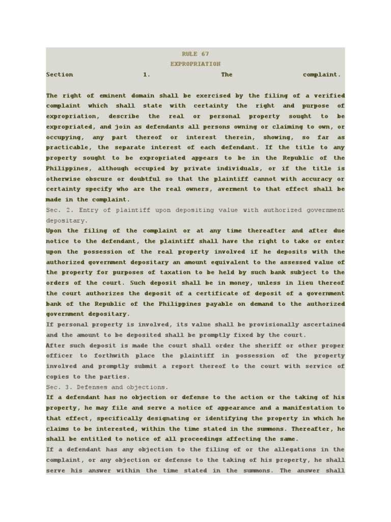 RULE 67 Expropriation | PDF | Legal Communication | Jargon