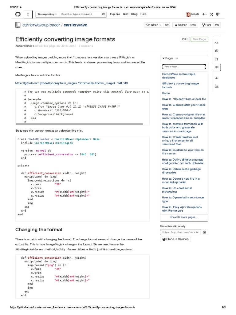 Efficiently Converting Image Formats Carrierwaveuploader - Carrierwave Wiki | PDF | File Format ...