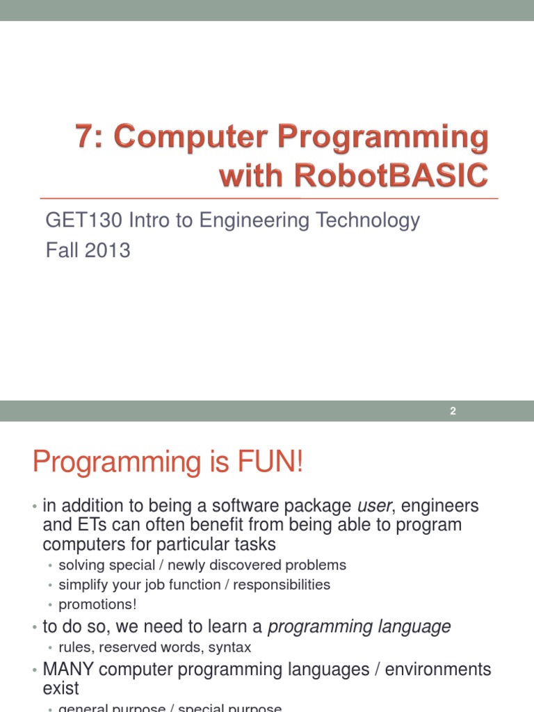 07 RobotBASIC | PDF | Basic | Control Flow