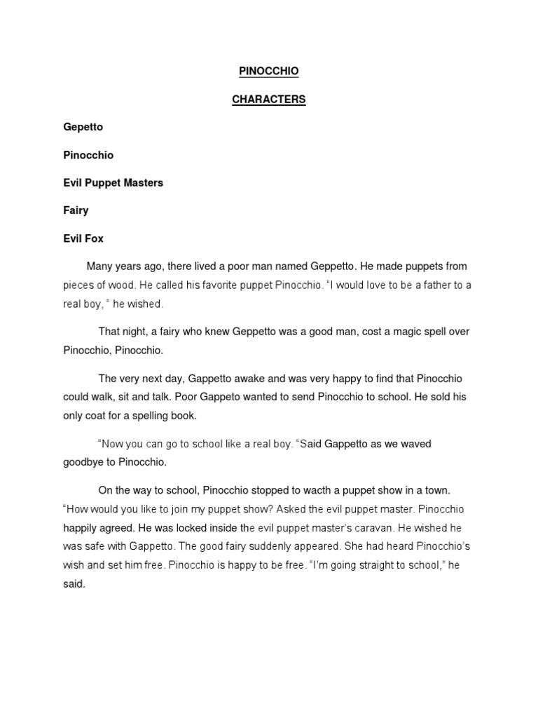 Pinocchio | PDF | Pinocchio | Leisure